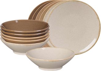 Ritzenhoff & Breker Sahara Tafelservice 12-teilig | Speiseteller & Suppenteller f&uuml;r 6 Pers. | Rustikaler Handmade-Look durch Reaktivglasur, Sanfte Sandt&ouml;ne | Porzellan, S