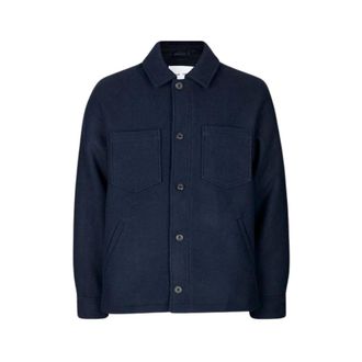 Sams&oslash;e & Sams&oslash;e Navy Overshirt mit Taschen - - Jackets - Herren - Blau - XL