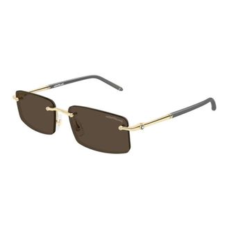 Montblanc Montblanc, Homme, Accessoires, Jaune, Taille: 56 MM Lunettes de soleil rectangulaires