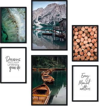 Nacnic Set 6 Winterberg Plakate - Wandbild Kunstdruck Deko Posters & Prints - Inneneinrichtung im Kunstgalerie - A3 und A4 - ungerahmt