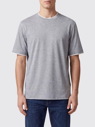 Brunello Cucinelli Rundhals-T-Shirt aus Seiden-Baumwoll-Mischung mit geradem Saum