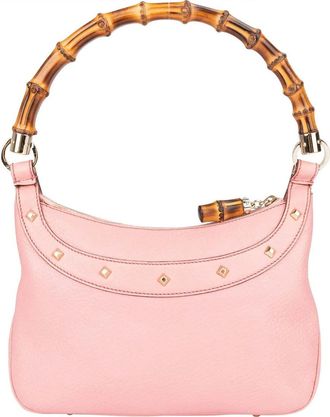 Gucci Crossbody Bags - Gucci Pink Leather Bamboo Handbag - Gr. unisize - in Gold - f&uuml;r Damen