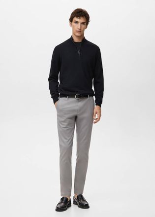 Mango Pantalon Barna super slim-fit chino en serg&eacute; gris chin&eacute; clair - Homme - 38 - MANGO MAN