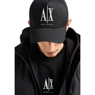 A|X Armani Exchange AR15955500009RO Embroidered Logo Baseball Cap - Black