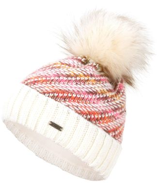 Faera Winterm&uuml;tze M&uuml;tze Damen warm gef&uuml;ttert mit Kunstfell Bommel Bommelm&uuml;tze Fleecefutter Winter Strickm&uuml;tze Beanie M&auml;dchen 42, Farbe:Creme