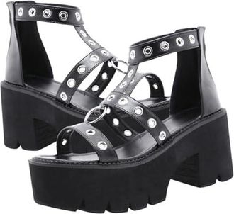 Valiclud Sandales Femme Talons avec Anneau M&eacute;tallique Ajour&eacute; Semelle &Eacute;paisse Antid&eacute;rapante Sandales Ouvertes &Eacute;l&eacute;gantes pour Marche et Occasions Sp&eacute;ciales