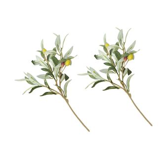 DOITOOL K&uuml;nstliche Olivenzweige 2 St&uuml;ck Realistische Kunststoffpflanzen mit 3 Fach Bl&auml;ttern Gr&uuml;n Leichtes Pflanzendekor f&uuml;r Zuhause und B&uuml;ro Dekorative Oliven