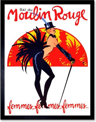 Wee Blue Coo Theatre Stage Burlesque Moulin Rouge Ball Exotic Dance Venue Paris Art Print Framed Poster Wall Decor Kunstdruck Poster Wand-Dekor-12X16 Zoll