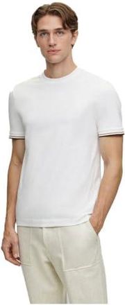 BOSS Hommes Thompson 04 T-Shirt en Jersey de Coton avec Bas de Manches à Rayures emblématiques