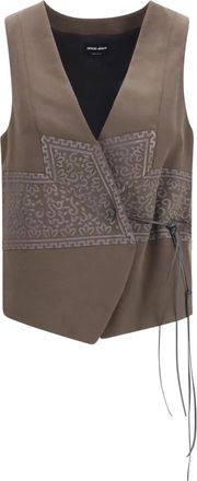 Giorgio Armani Weste aus gewaschener Seide und reiner Schurwolle Jacquard - - Jackets - Damen - Braun - L