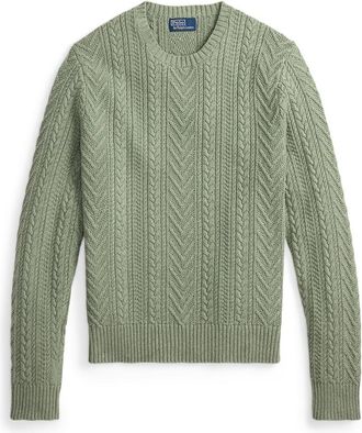 Ralph Lauren Strick-Pullover aus Baumwolle und Leinen mit Zopfmuster in