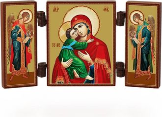 NKlaus Gottesmutter von Wladimir - christliche Ikone Triptychon - kleine reise Altar Holz 36160