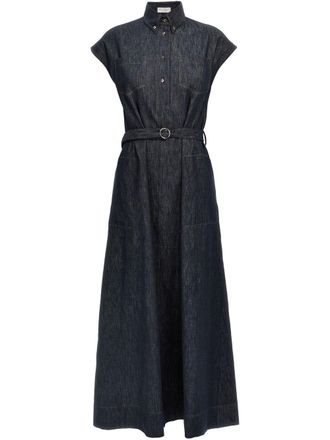 Brunello Cucinelli robe en jean - Bleu