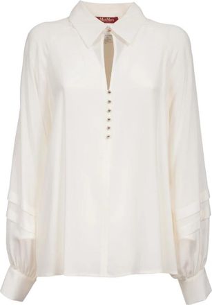 Max Mara Seiden T-Shirt Bluse mit Raglan&auml;rmeln - - Blouses & Shirts - Damen - Wei&szlig; - M