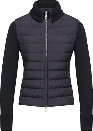Moncler Moncler Cardigan Zipp&eacute; Matelass&eacute; En Laine, Femme, Bleu, Taille: Xl
