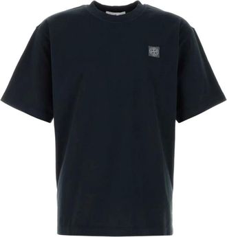 Stone Island Homme, Tops, Bleu, Taille: L T-shirt en jersey de coton peign&eacute;