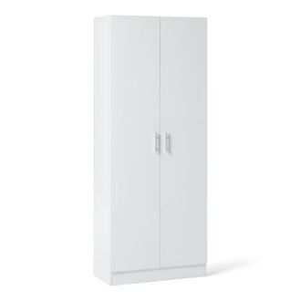 Amazon Basics Storage Cabinet for Kitchen, Hallway, Tall Freestanding Cupboard, Narrow Pantry Organizer with 2 Doors, Adjustable Shelves, White, 60 x 31.5 x 152.5 c