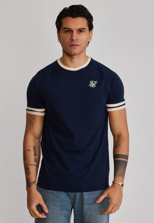 Siksilk Herren Marine, Ecru Turnier T-Shirt XXL