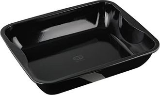Dr. Oetker 1300 Plat &agrave; four, Plat de cuisson, Plat poulet, Tian de l&eacute;gumes, Plat four, Acier inoxydable, Email, Noir, 40 cm x 34 cm
