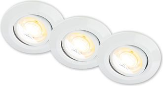 Briloner 3er Set LED Einbaustrahler 230V Gehäuse 50% recycelt, Dimmbar, Schwenkbar, Ra90, Farbtemperaturwechsel, LED Spot, flach, Deckenspots, Einbauleuchten, 
