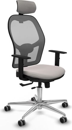 Piqueras y Crespo Ergonomischer B&uuml;rostuhl mit 1D-Armlehnen und Kopfteil, h&ouml;henverstellbar und neigbar, ausgestattet mit Syncro/Traslack und injiziertem Schaumstoff, Gra