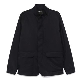 Ermenegildo Zegna Homme, Vestes, Bleu, Taille: L Veste de terrain en polyester avec fermeture boutonnée
