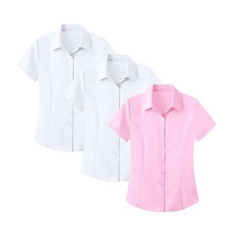 Generic Tenue formelle dentrevue pour femme V&ecirc;tements sans repassage Chemise &agrave; manches courtes pour femme Chemise daffaires &agrave; manches courtes pour col en V T-