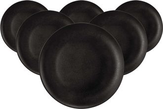 SELTMANN WEIDEN Liberty Velvet Black Frühstücksteller 6er Set, 23 cm, Runde Dessertteller mit mattem Finish, Spülmaschinen- und Mikrowellenfest, Porzellan, Schwarz