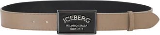 Iceberg Homme, Accessoires, Gris, Taille: 110 CM Ceinture en cuir lisse avec boucle logot&eacute;e lamin&eacute;e
