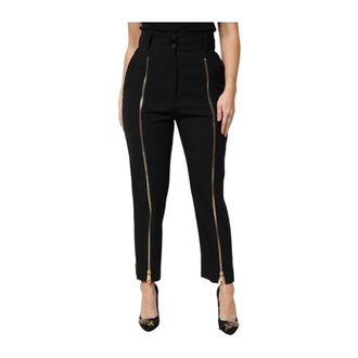 Dolce & Gabbana Hoch taillierte Rei&szlig;verschluss-Hose - - Trousers - Damen - Schwarzk - S