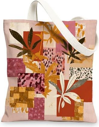 Generic Sacs fourre-tout en toile à motif géométrique, sacs dépicerie réutilisables, légers et lavables avec bandoulière pour salle de sport, Pêche, 13x15 Inc