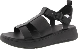 FitFlop F-Mode Damen Flatform Fisherman Sandalen aus Leder, Schwarz, 41 EU, Schwarz, 8 UK Narrow