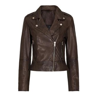 Notyz Notyz, Femme, Vestes, Brun, Taille: 48 FR Blouson de motard en cuir