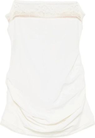 Magda Butrym Femme, Robes, Blanc, Taille: 34 FR Mini-robe bustier en popeline de dentelle