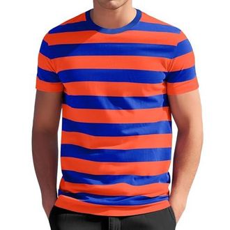 Generic T-shirt rayé à manches courtes pour homme 2026 pour entraînement intérieur et extérieur, rose vif, 3XL