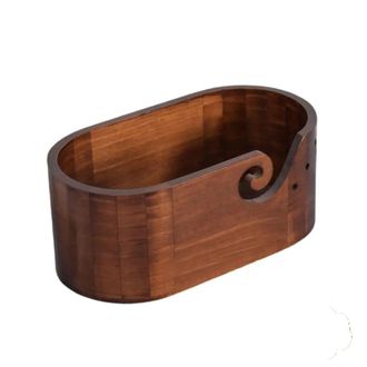 Generic H&ouml;lzerne Garnschale for Str&auml;nge, oval mit geschnitzten L&ouml;chern, H&auml;kelnadelablage, tragbares Strickzubeh&ouml;r(Style B)