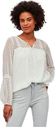 Vila Vila Viedee L/S Top/Su-Noos Blouse, Blanche-Neige, 46 Femme