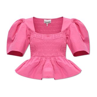 Ganni Femme, Blouses et Chemises, Rose, Taille: 42 FR Top &agrave; Manches Courtes