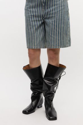 Ganni schwarz Slouchy Kniestriefel in Oleatex - Gr&ouml;&szlig;e 36