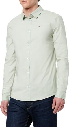 Tommy Jeans Herren TJM Original Stretch Dm0dm04405 L/S Shirt, Green (Misty Sage), L EU