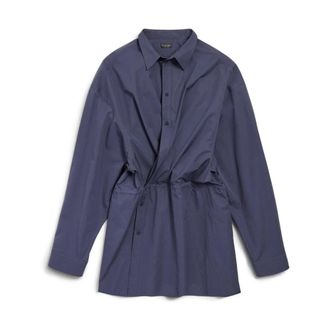 Balenciaga Asymmetrisches Hemdblusenkleid mit Raffung - - Dresses - Damen - Blau - XS