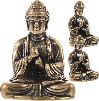 Amosfun 3 St&uuml;ck Messing Buddha Statue Sitzend Retro Dekoration Desktop Ornament Kompaktes Spirituelles Schmuckst&uuml;ck