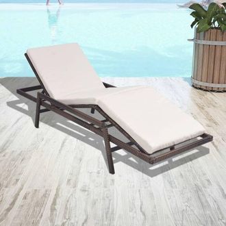 vidaXL Sonnenliege mit Auflage Poly Rattan Braun Vidaxl
