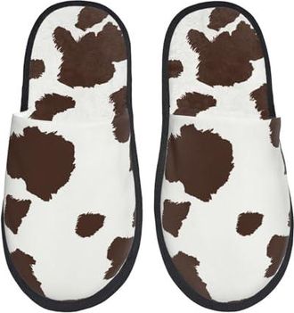 Generic Pantoufles De Voyage Vache Brune L&eacute;gers Pantoufles DHiver Cozy Maison Slippers Pour Femmes Camping Int&eacute;rieur L