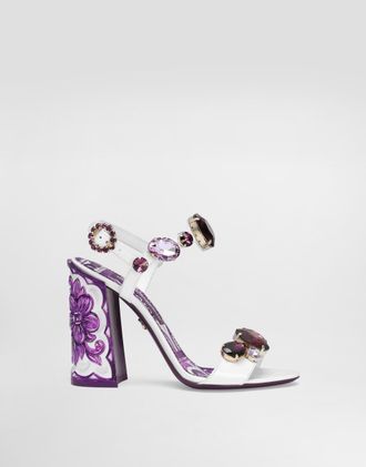 Dolce & Gabbana Patent Leather Sandal With Jewel Embroidery - Frau Sandalen Und Wedges Multicolor 40.5
