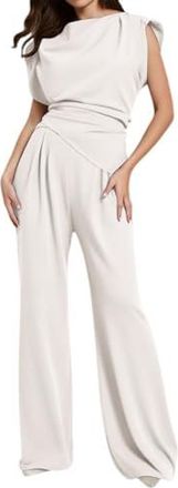 Generic Ensemble pantalon et pantalon d&eacute;contract&eacute; &agrave; manches courtes pour femme, id&eacute;al pour les vacances et le quotidien (White, XXXL)