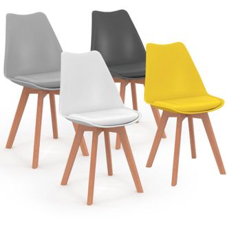 IDMarket Idmarket - Lot de 4 chaises scandinaves sara - Mix color gris foncé, gris clair, blanc et jaune - Multicolore
