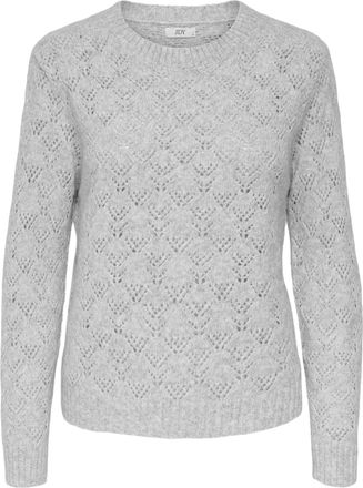 Jacqueline de Yong JdY Damen Jdyamanda Life L/S O-Neck Pullover KNT, Light Grey Melange, M