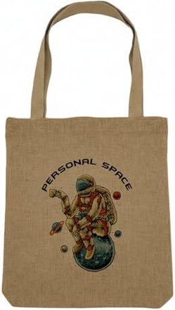 Fabulous Sac Shopping Tote Bag Aspect Lin - Personal Space Cosmonaute Illustration Humour Dessin Fait Main - Sac de Courses Toile Epaisse 360g Beige Naturel Ca