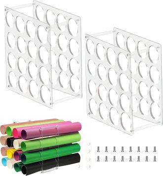 Generic Papierrollenhalter, 2 St&uuml;ck, Halterung aus transparentem Acryl, 16 L&ouml;cher, Organizer f&uuml;r Kunsthandwerk, zur Organisation von Schreibtisch, Studio, Kun